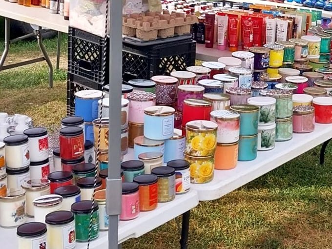 Scented candle nirvana! This fragrant display offers olfactory journeys from lavender fields to grandma's kitchen&mdash;no passport required.