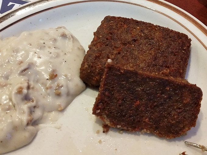 Scrapple and gravy—Delaware's answer to "what should we do with these leftovers?" Turns out, create something magnificent that tourists struggle to understand.