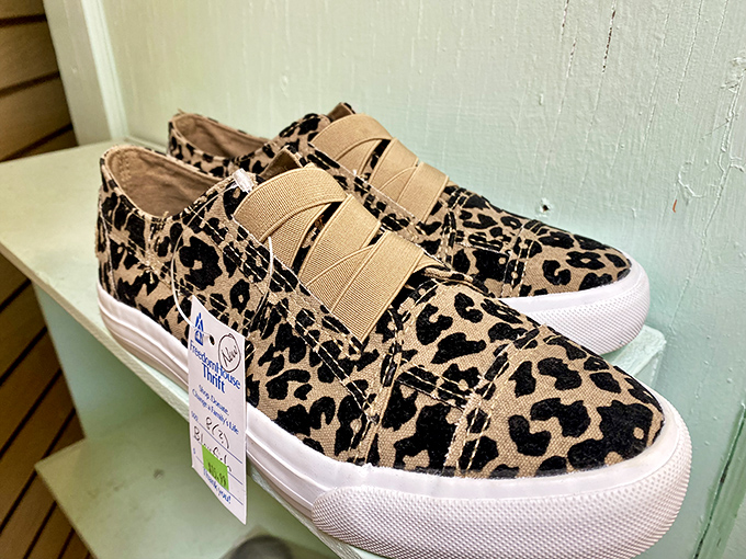 These leopard print slip-ons still have their tags! Someone's retail regret becomes your fashion statement for less than a fancy coffee.