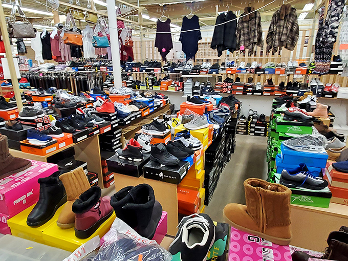 Shoe paradise where brand names meet bargain prices, proving that Cinderella could have had multiple glass slippers on a budget.