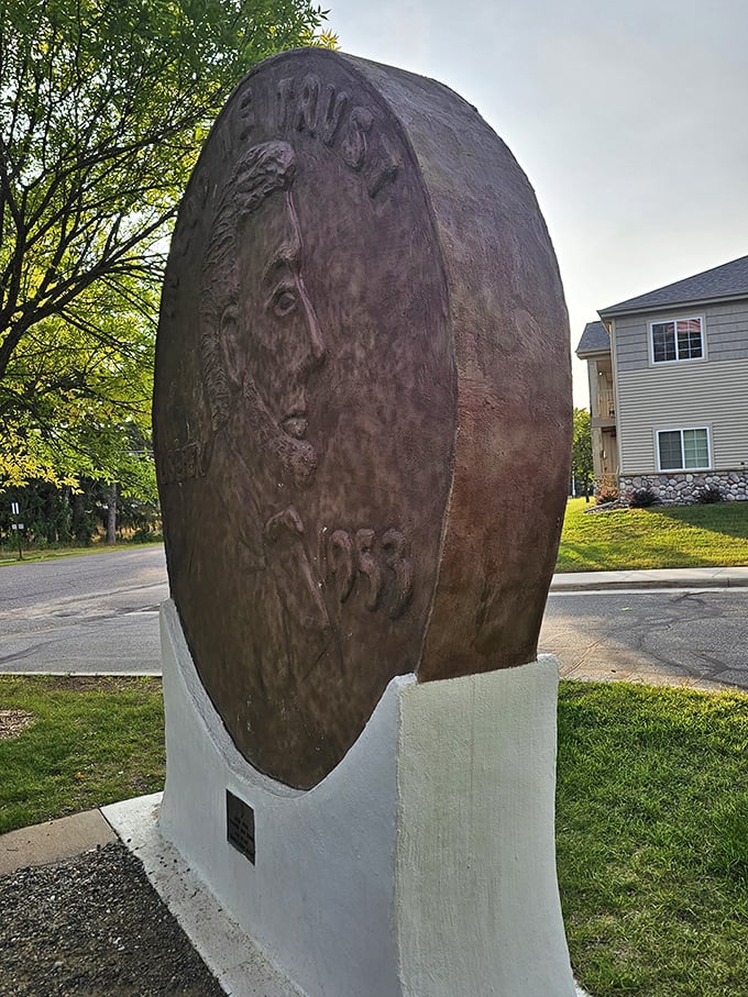 From this angle, Lincoln appears to be side-eyeing modern currency with the smugness of someone who knows size matters.