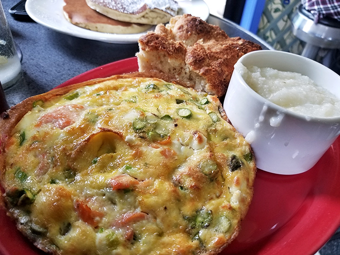 This frittata doesn't just sit on the plate – it tells a story of vegetables, eggs, and cheese that found their higher purpose together.