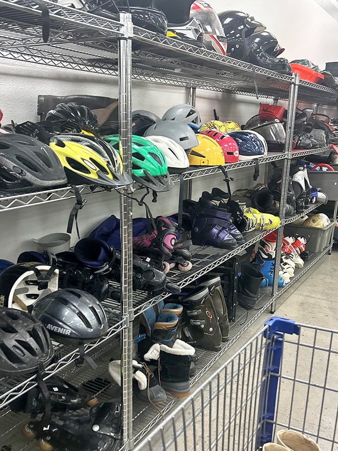 A helmet heaven for the safety-conscious bargain hunter. Yesterday's bike gear becomes tomorrow's protection at a fraction of retail.