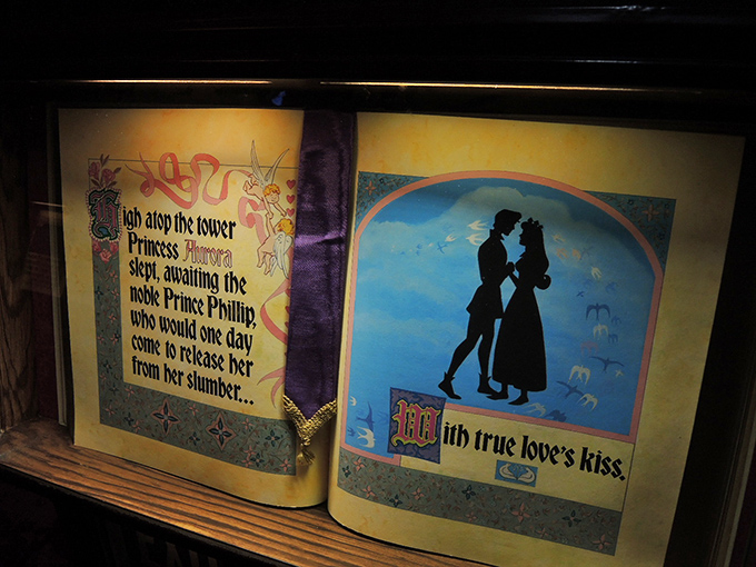 The storybook diorama reveals Prince Phillip and Aurora's tale with artistic precision that digital screens simply cannot replicate.