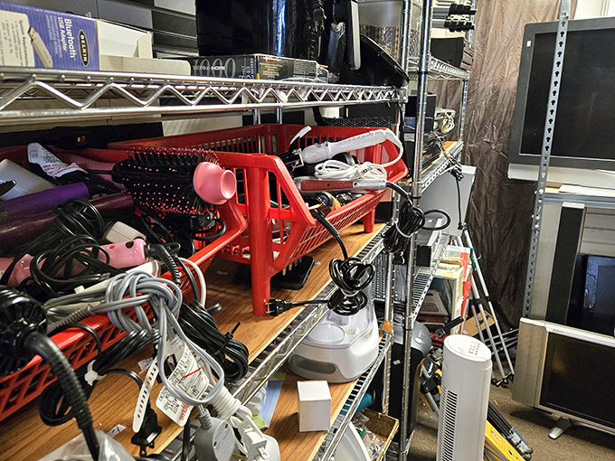 The appliance graveyard or innovation station? One shopper's abandoned hair dryer becomes another's craft project cornerstone. The possibilities are gloriously endless.