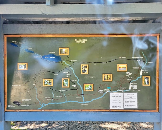 The park's trail map&mdash;nature's version of a treasure hunt where X marks spectacular waterfalls instead of buried gold.