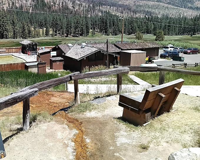 That viewing bench has the best office view in Alpine County, population: not enough to cause traffic.