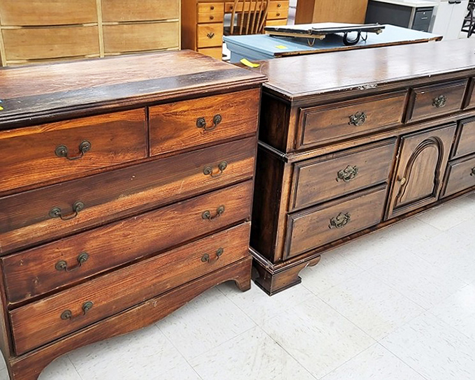 Solid wood dressers with stories to tell &ndash; these aren't particle board pretenders but genuine furniture with decades of character built in.