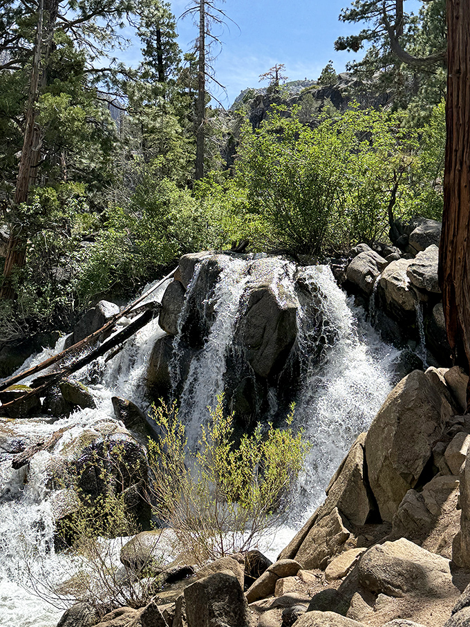 Nature's spa treatment in full force. This cascade doesn't need mood music or scented candles to deliver pure mountain tranquility.