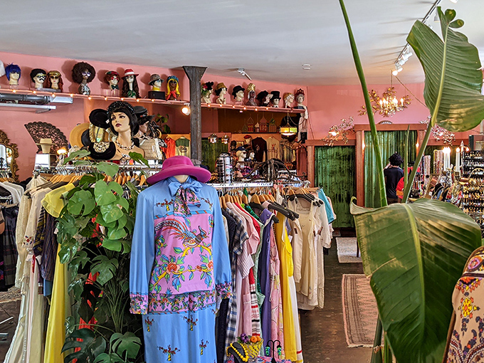 Handbags hanging like ripe fruit, ready to be picked by shoppers with an eye for yesterday's craftsmanship and tomorrow's style.