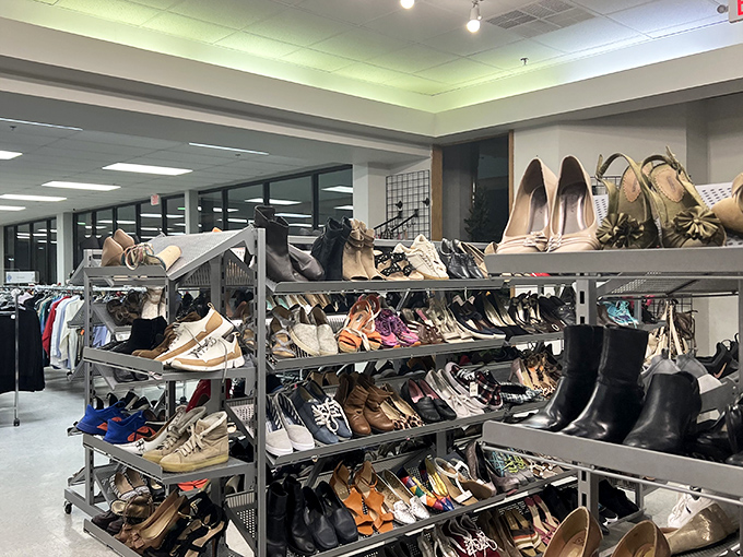 Women's shoes arranged with more care than my retirement portfolio. That perfect pair is hiding somewhere in plain sight.