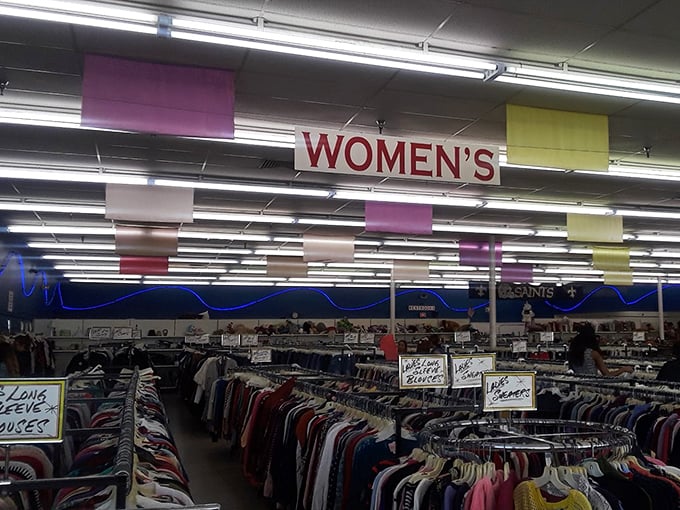 Welcome to the women's department &ndash; a color-coded wonderland where yesterday's fashion statements await their second chance to shine.