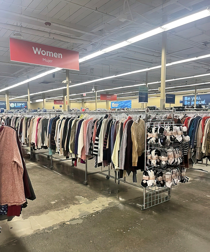 Women's clothing organized with military precision. The thrill of the hunt requires proper navigation tools.