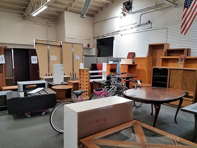 Furniture purgatory or decorator's paradise? That pink bicycle might just be the conversation piece your living room desperately needs.