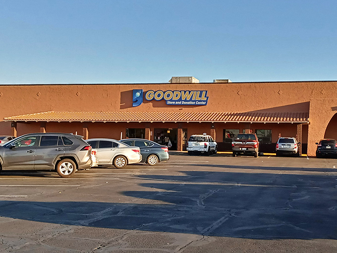 The terra cotta building houses a treasure trove of secondhand finds under that bright Arizona sky.