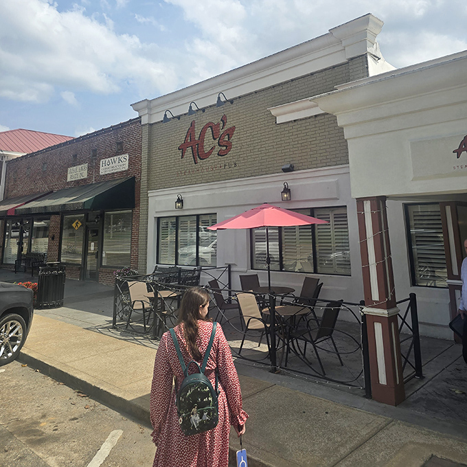 This brick facade promises the kind of neighborhood steakhouse where everybody knows your order.