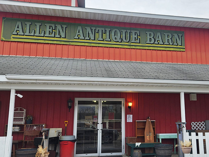 Allen Antique Barn: "Red as a fire engine and twice as exciting. This barn doesn't grow hay&mdash;it grows collections and stories."
