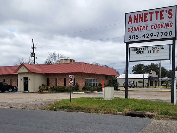 Country comfort! Annette's simple exterior hides a breakfast paradise where Louisiana flavors shine in every homestyle dish.