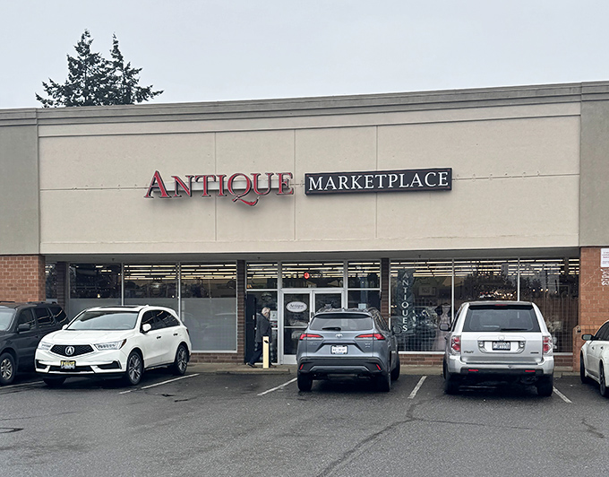 Antique Marketplace blends seamlessly into suburban life, like a secret clubhouse for treasure hunters hiding in plain sight.