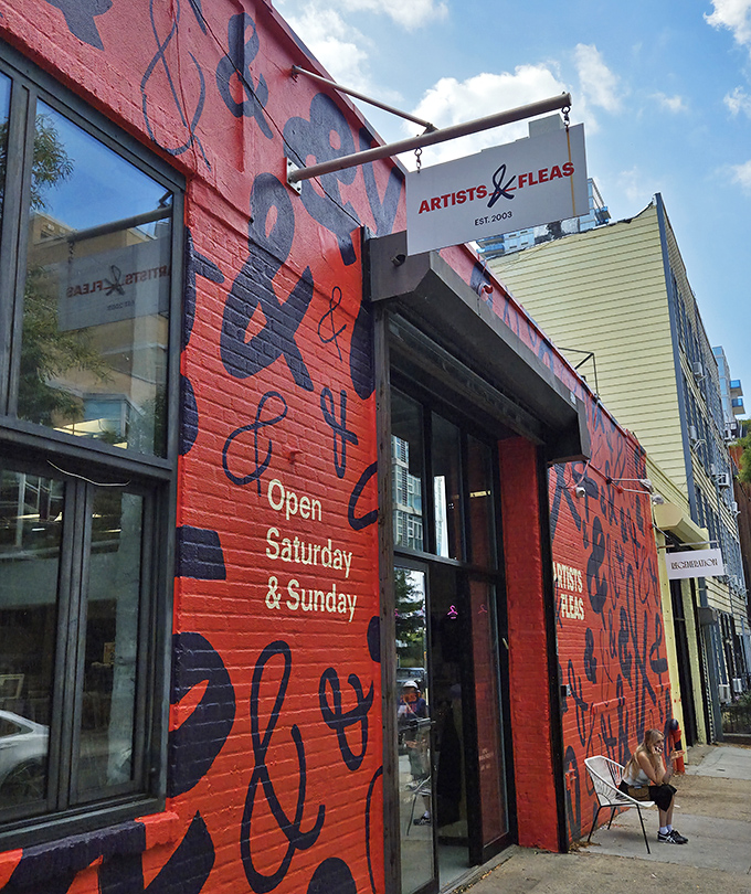 Bold red walls and artistic flair announce Williamsburg's creative answer to traditional flea markets.