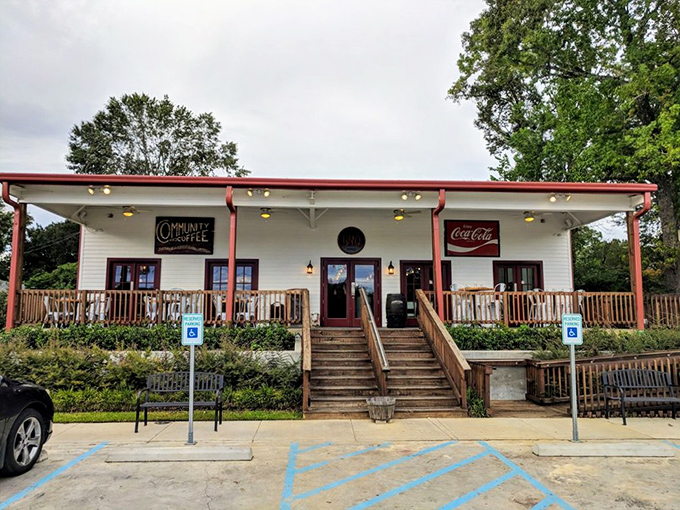 BRQ's welcoming white porch practically begs you to "come sit a spell" &ndash; Southern hospitality with smoke signals.