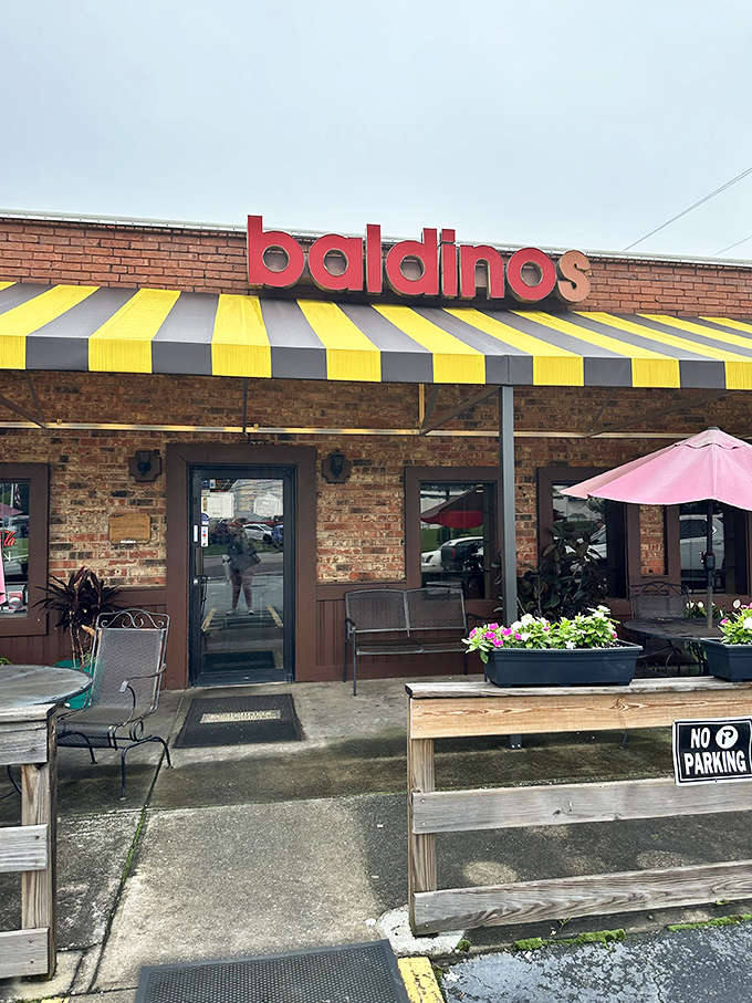 Baldinos' bold yellow and gray awning promises sandwiches as bright as their color scheme. Jersey-sized portions in the heart of Georgia &ndash; what's not to love?