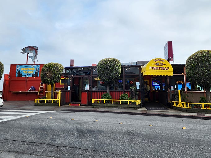 Half Moon Bay's colorful carnival of seafood where every meal feels like winning the coastal dining lottery.