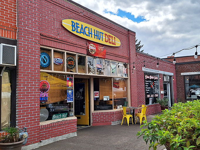 Beach Hut's brick facade promises surf-inspired sandwiches far from any actual sand &ndash; brilliant misdirection! 