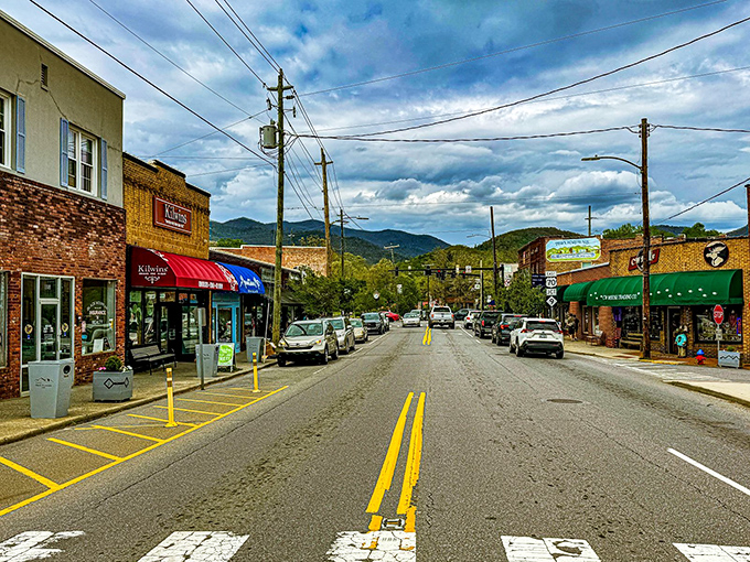 Black Mountain's main drag where every storefront tells a story worth stopping to hear.