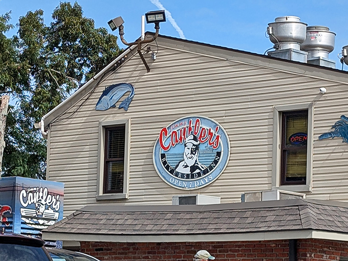 Cantler's weathered sign promises waterfront feasts. Where the crabs are so fresh, they practically introduce themselves.