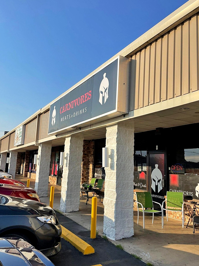 Carnivores' bold warrior helmet logo makes its mission clear&mdash;this place takes meat seriously. No frills, just thrills for steak enthusiasts.