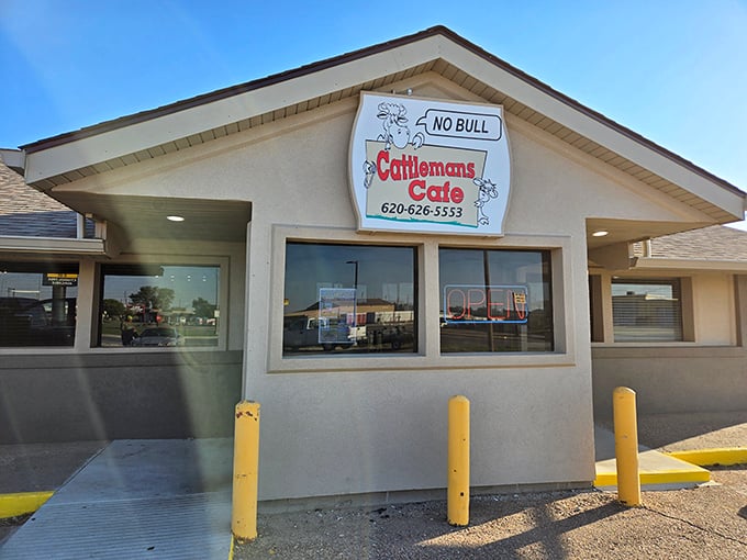 "No Bull" says it all - just honest food in a building as straightforward as Kansas itself.