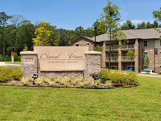 Resort-style entrance signs that promise luxury without the heart-stopping price tags attached.