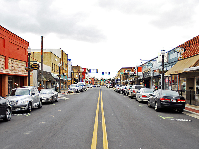 Conway's downtown blooms with hanging flowers and hometown pride, proving beauty doesn't require a big budget.