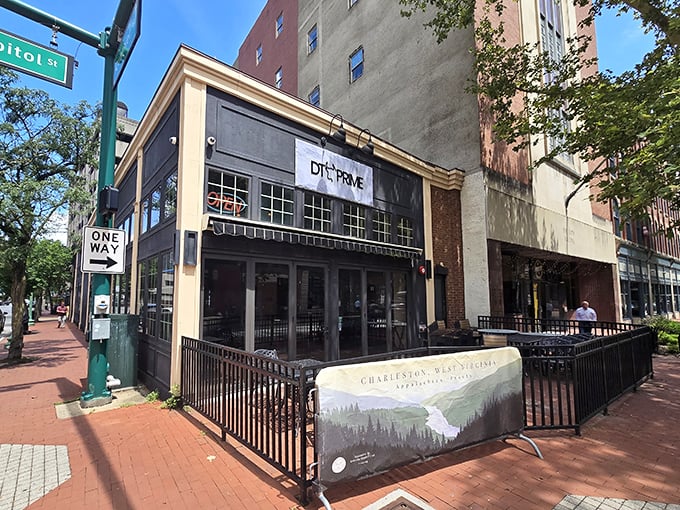 DT Prime's modern exterior brings big-city energy to Charleston. Glass, brick, and steel&mdash;the perfect frame for the art of great steak.