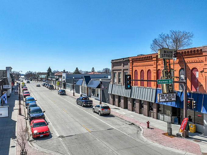 Detroit Lakes' main street offers everything a lake vacationer needs, just steps away from sandy shores.