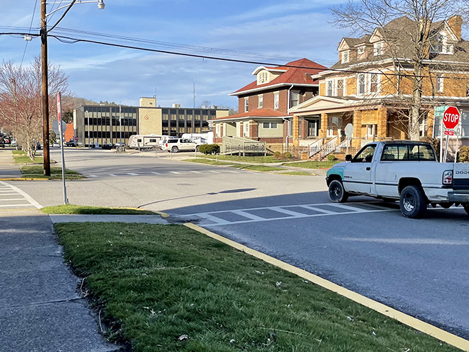 In Elkins, even the buildings seem to say "relax, your budget is safe here." Notice how there's not a single overpriced coffee shop in sight!