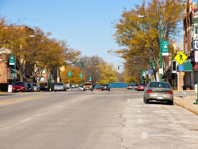 Emmetsburg's tree-lined main street offers the perfect setting for a leisurely afternoon stroll. The pace of life visibly slows here.
