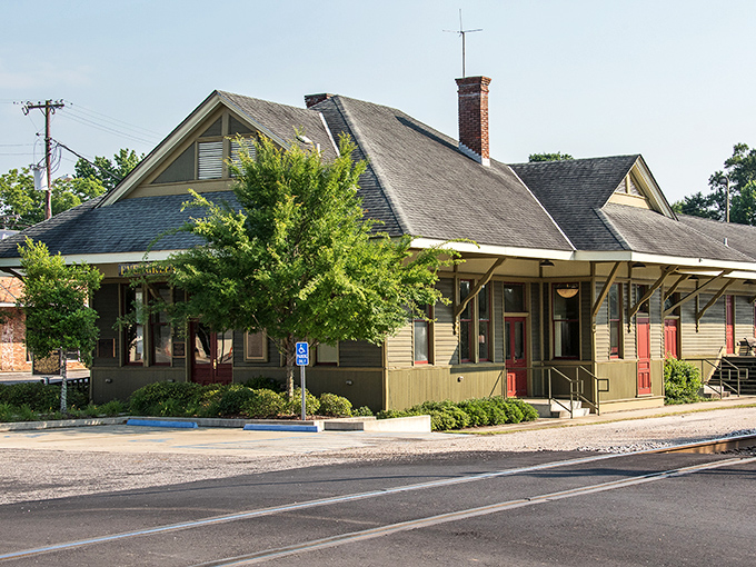 Evergreen's restored train depot stands as a testament to small-town pride and preservation.