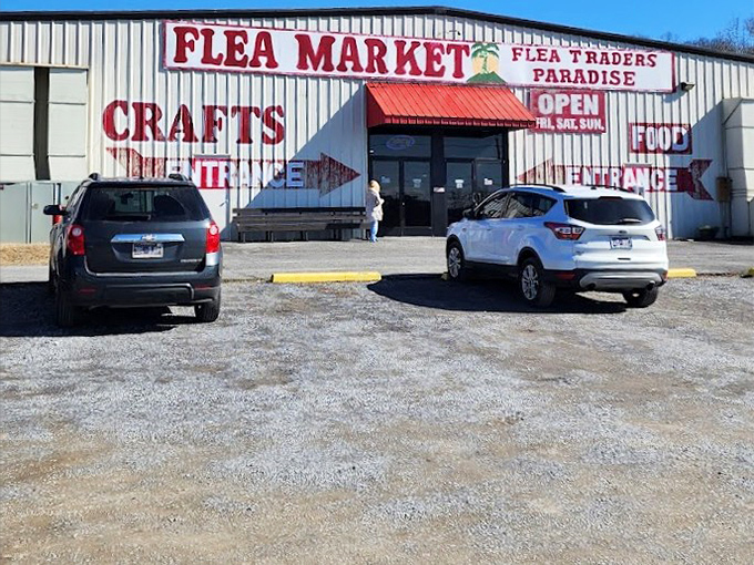 Flea Traders Paradise welcomes bargain hunters with its no-nonsense exterior &ndash; don't judge this treasure trove by its cover!