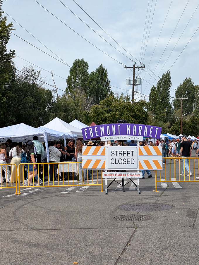 Street closures create shopping magic where Fremont's quirky spirit meets Sunday market charm.