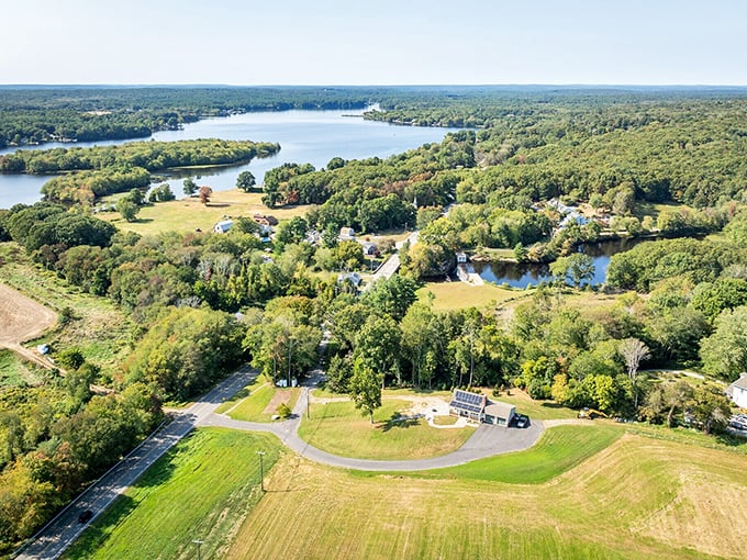 From this bird's eye view, Griswold reveals itself as a patchwork quilt of forests, fields, and waterways.