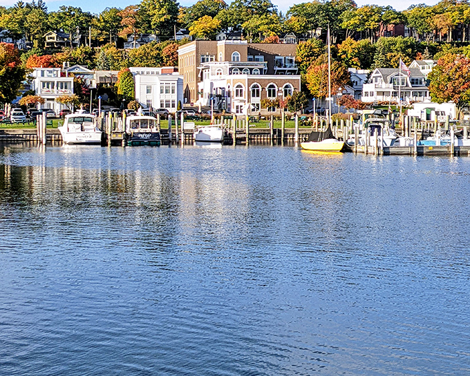 Picture-perfect harbor reflections double the charm of waterfront homes that look like they stepped off a greeting card into real life.