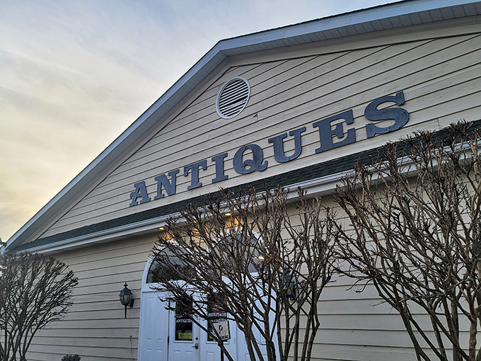 The clean lines and bold signage of Heritage Antiques Market belie the wonderfully chaotic history contained within its walls.