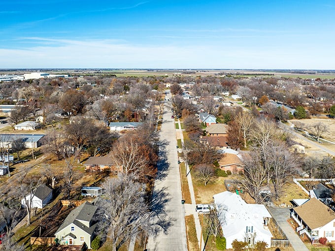 Hesston's aerial view reveals what retirement brochures promise but rarely deliver&mdash;affordable neighborhoods with breathing room and mortgage payments that won't cause heart palpitations.