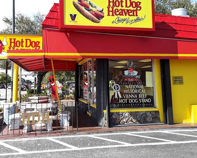 When your sign proclaims "Hot Dog Heaven," you better deliver divine dogs &ndash; and this cheerful red-roofed stand absolutely does.