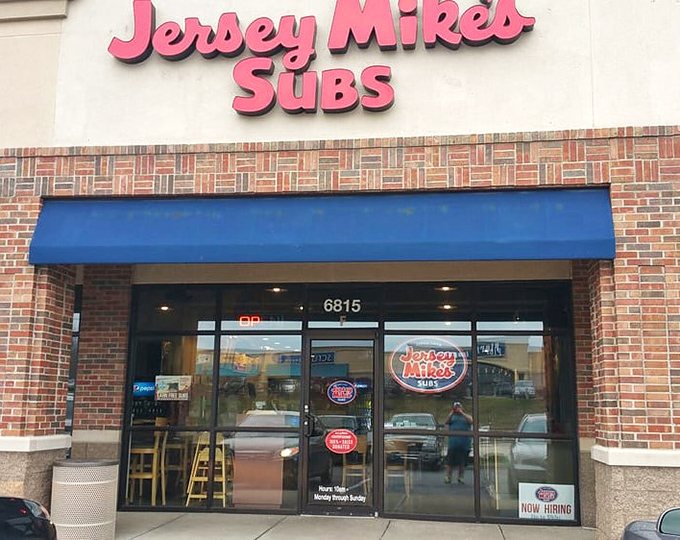 East Coast meets Midwest! Jersey Mike's bright blue awning and welcoming storefront brings a taste of the Jersey Shore to Indianapolis sandwich lovers.