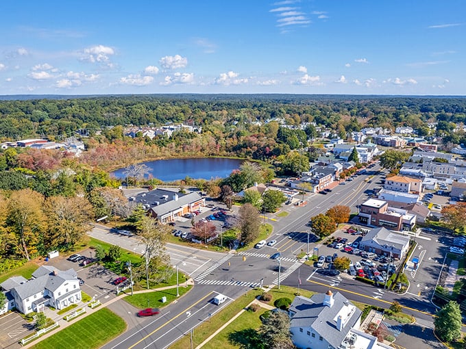 Aerial view of Madison showcases Connecticut's coastal beauty. No wonder the locals keep this gem to themselves!