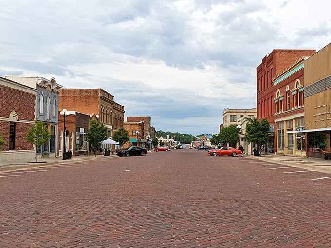 Historic brick buildings create Marysville's charming main street, where every storefront tells stories of generations past and present.