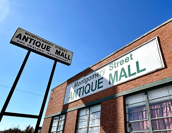 Montgomery Street Antique Mall's no-nonsense exterior belies the wonderland of vintage treasures inside.